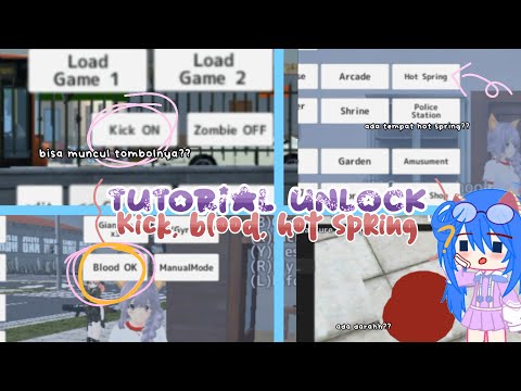 ꒰ SCHOOL GIRL SIMULATOR ꒱ How to unlock kick,blood,hotsprings | ENG&IDN subtitle
