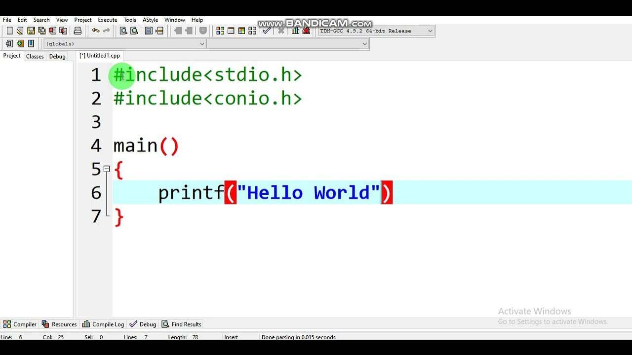 Print "Hello World" in C language | First program in C language - YouTube