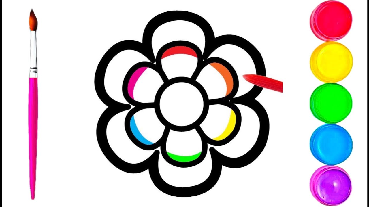 Bolalar uchun gul rasmini chizish - YouTube