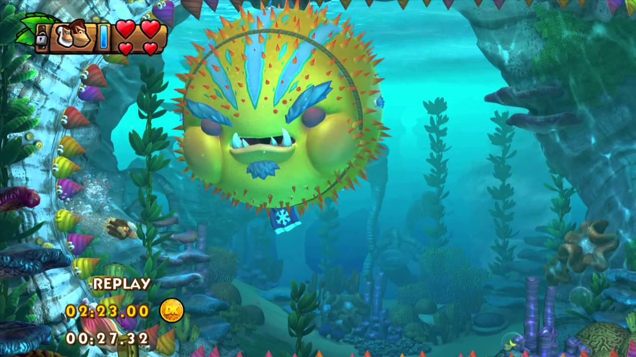 DKC Tropical Freeze: 4-Boss Fugu Face-Off - 39.37 (Shiny Gold) - YouTube