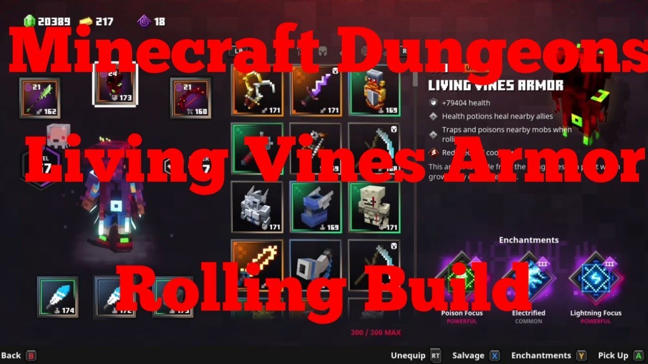 Minecraft Dungeons Living Vines Armor Rolling Build | Minecraft ...