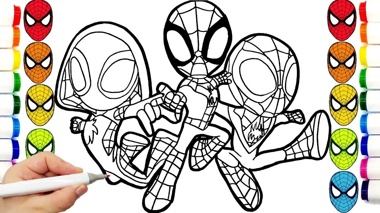 Spider man Team Coloring Pages spider man coloring pages marvel drawing ...