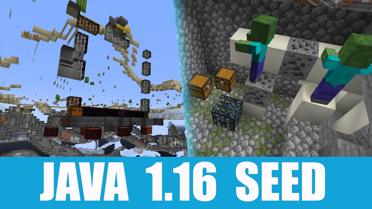 Minecraft Java 1.16 Seed: Fossil inside zombie dungeon and totally ...