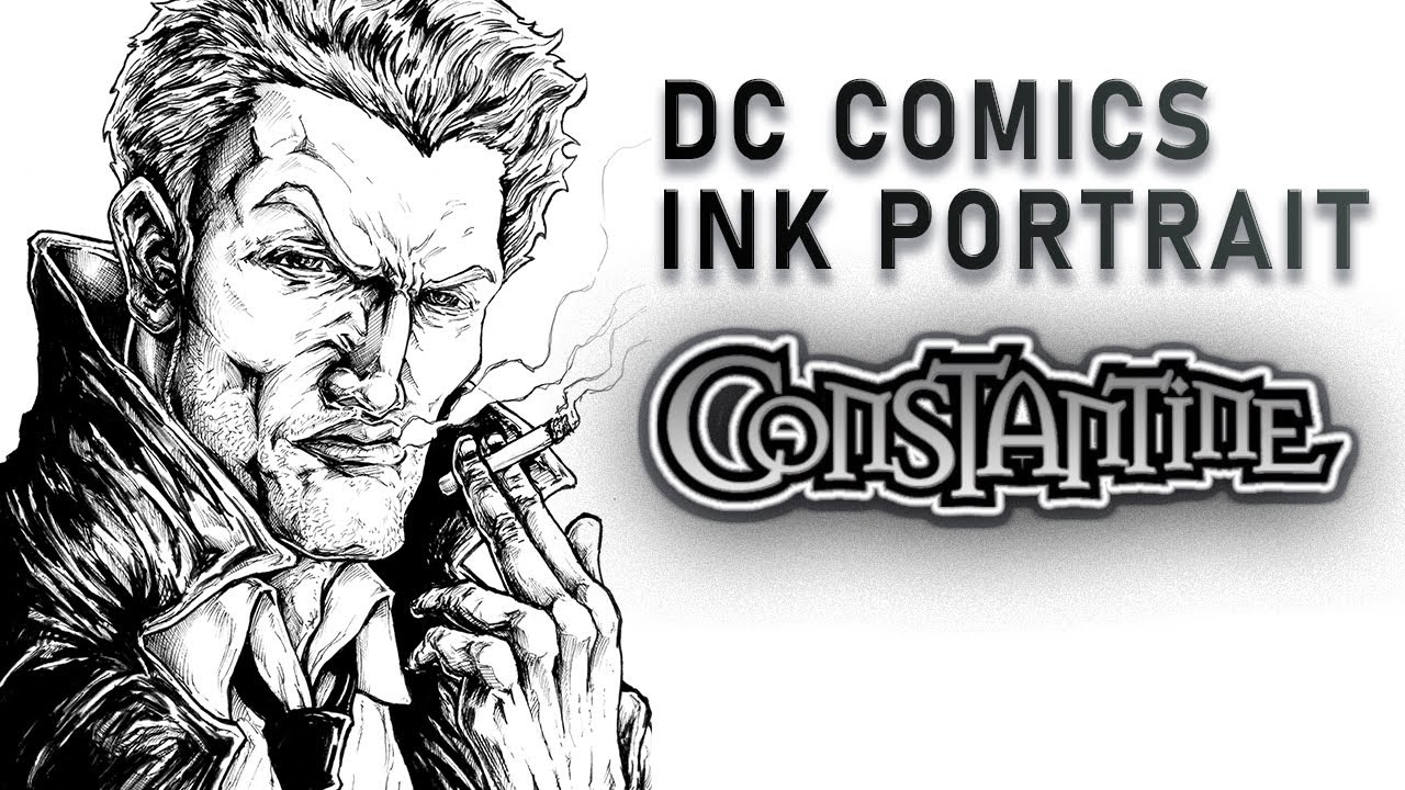 Drawing John Constantine - DC Comics INK PORTRAIT - YouTube