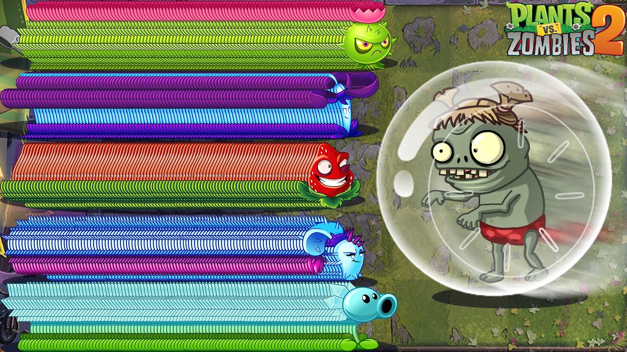 PvZ 2 Challenge - 50 Plant Max Level Power Up Vs Carnie Imp Split ...