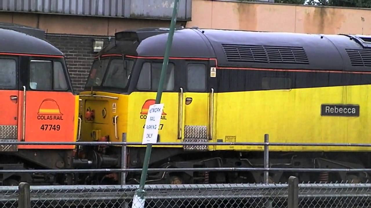 COLAS 47727 AND 47749 STABLED AT CARDIFF RIVERSIDE 291212 - YouTube