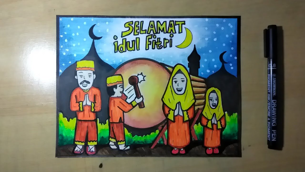 Cara membuat poster selamat hari raya idul fitri - YouTube