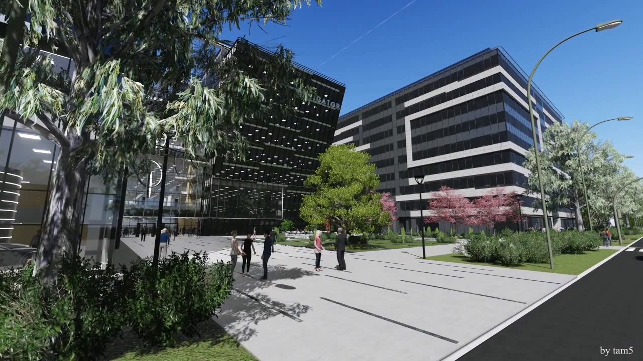 3d animation in architecture, office building design_with music - YouTube