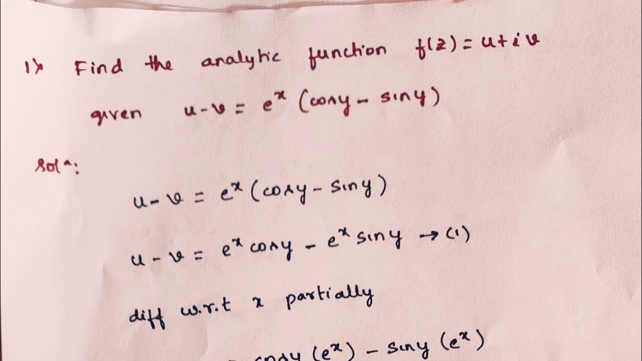 Analytical Functions in Complex Analysis: Finding u-v Relations | Pt. 1 ...