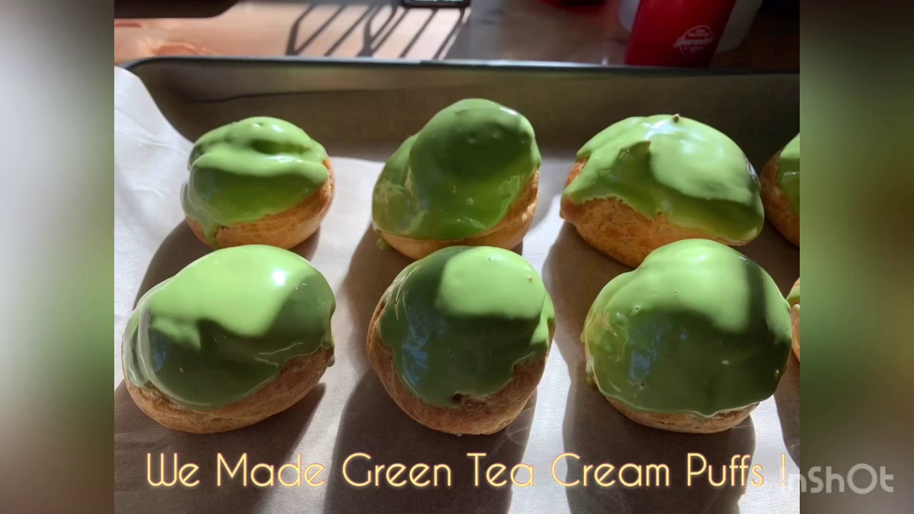 Home-made Green Tea Cream Puffs - YouTube
