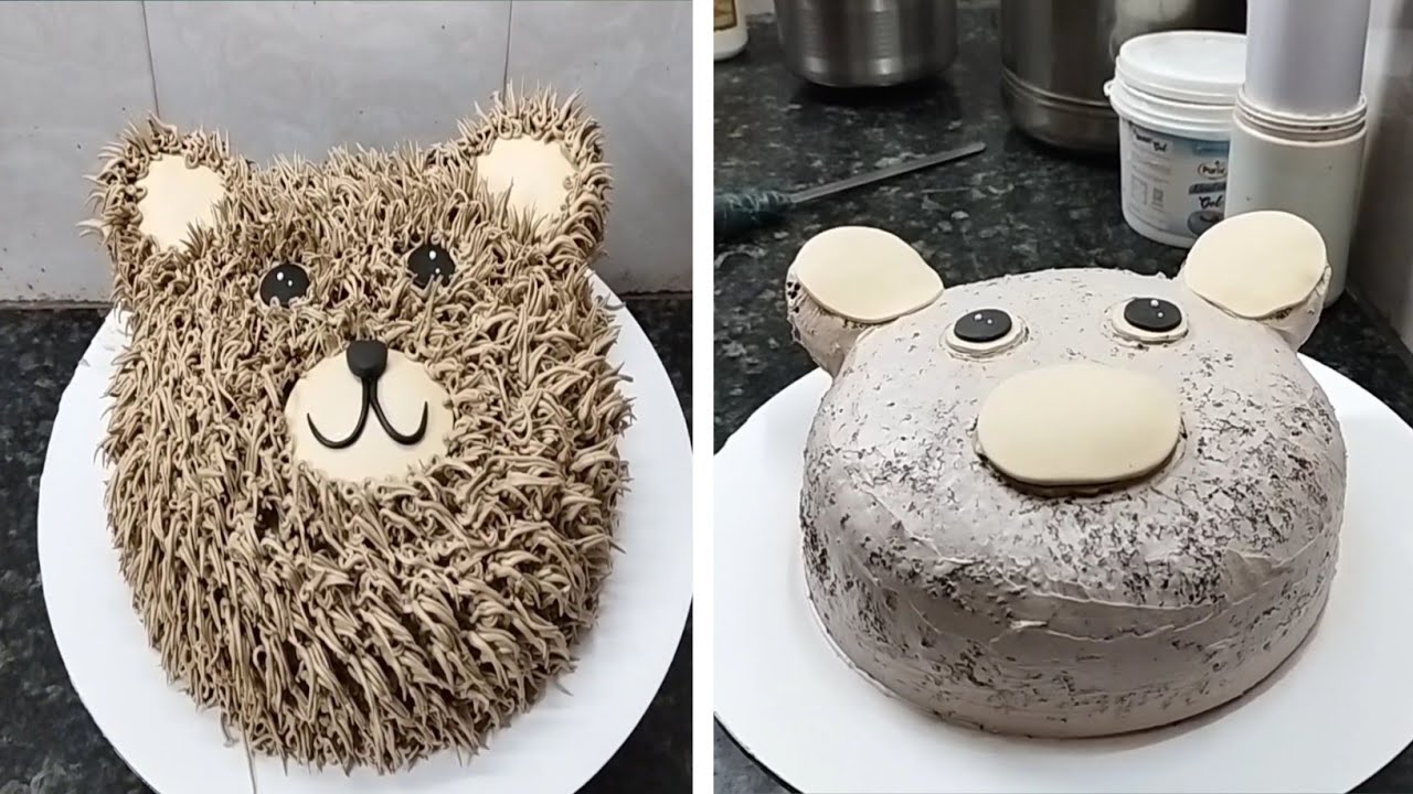 Teddy bear🐻 Face Cake Design |Teddy bear Cake Decorating with Chocolate ...