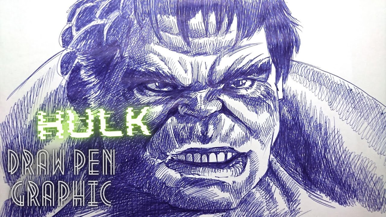 The Hulk drawing pen graphic. marvel drawing tutorial - YouTube