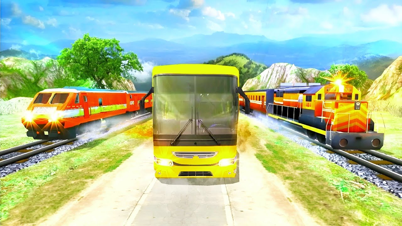Train vs Bus Race | Bus vs Train Game | Train Game | Bus Game Part 2 ...