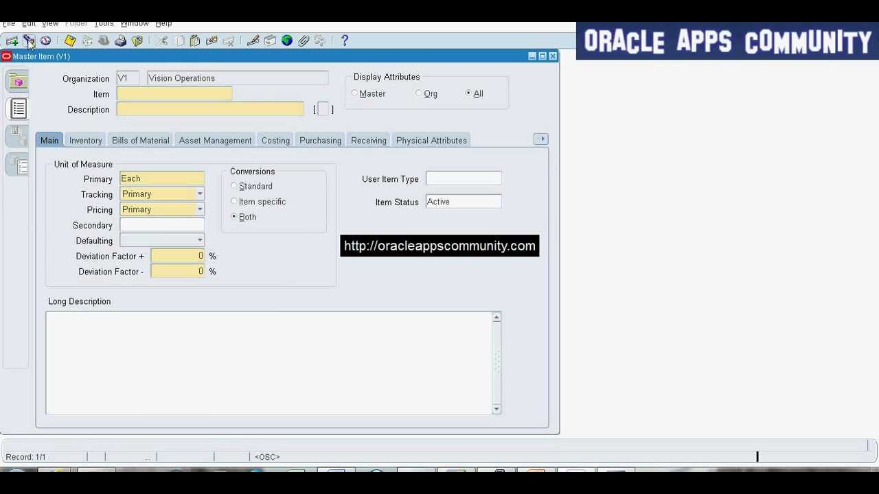 Create Item in Local Inventory Organizations - Oracle Inventory - YouTube