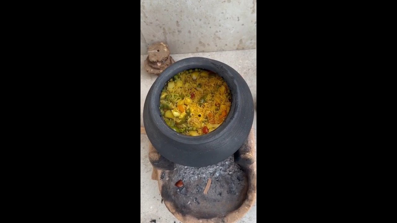 vegetable ghee pulav in handi - chulha cooking! Easy full recipe! - YouTube