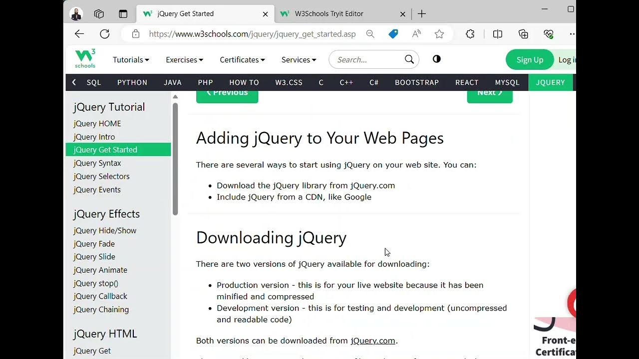 Adding jQuery to Your Web Pages - YouTube
