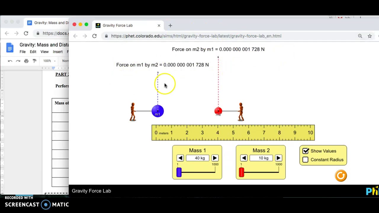 Gravity Mass and Distance Virtual Lab Pre-Work - YouTube