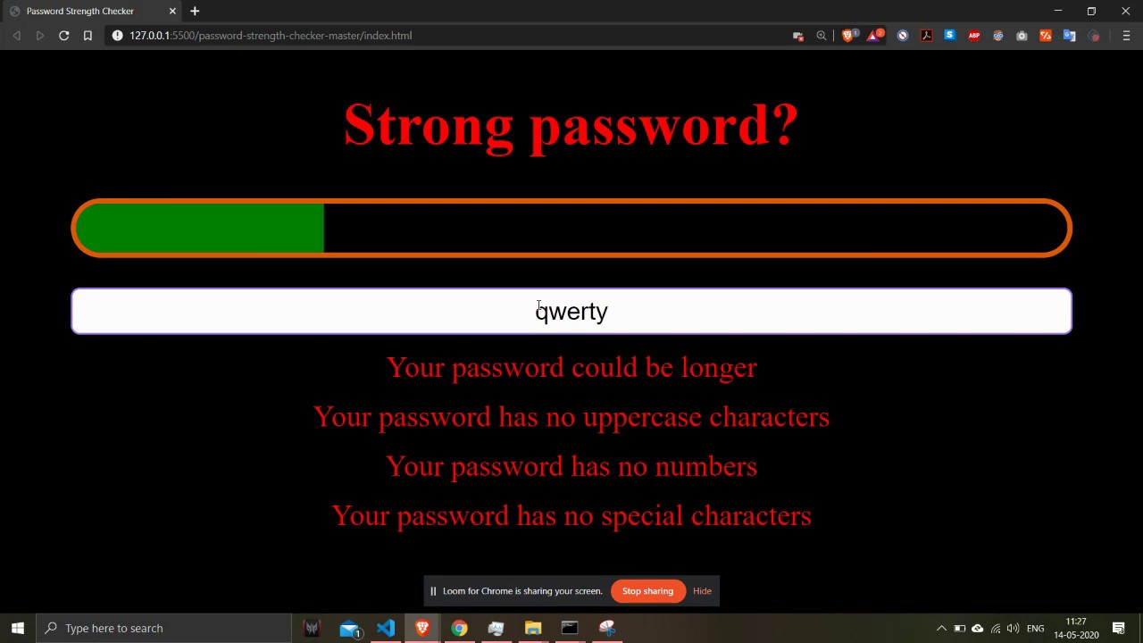 Password Strength Checker Built Using Javascript Youtube