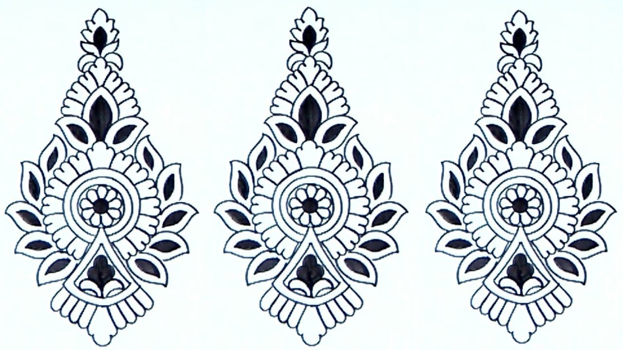 How to draw hand embroidery butta design.fabrics painting flowers ...