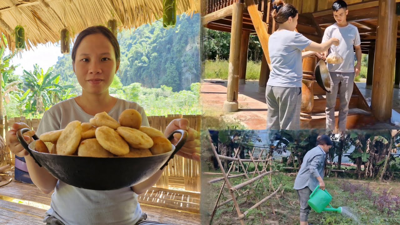Pregnant mothers make donuts to eat and grow vegetables, water and take ...
