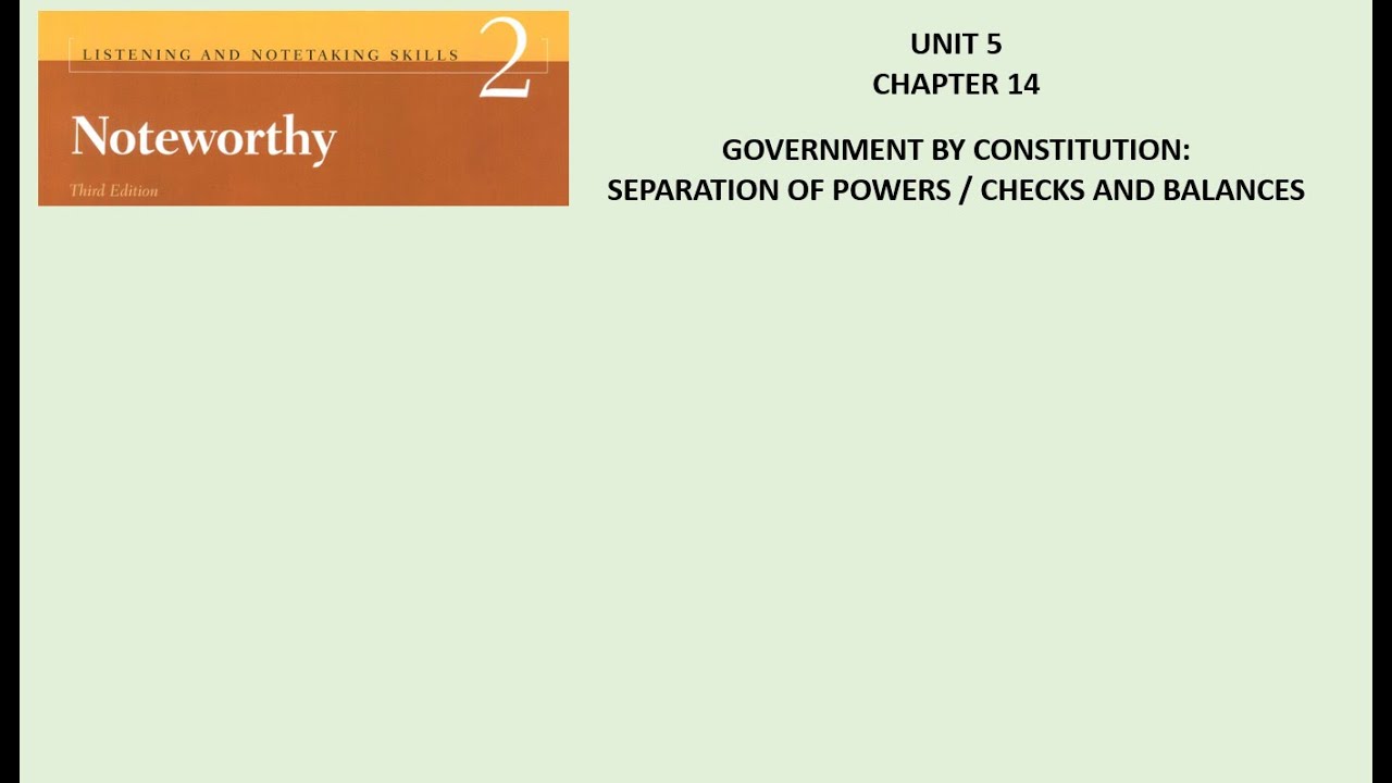 Chapter 14 Goverment by Constitution Separation of Powers / Checks and ...