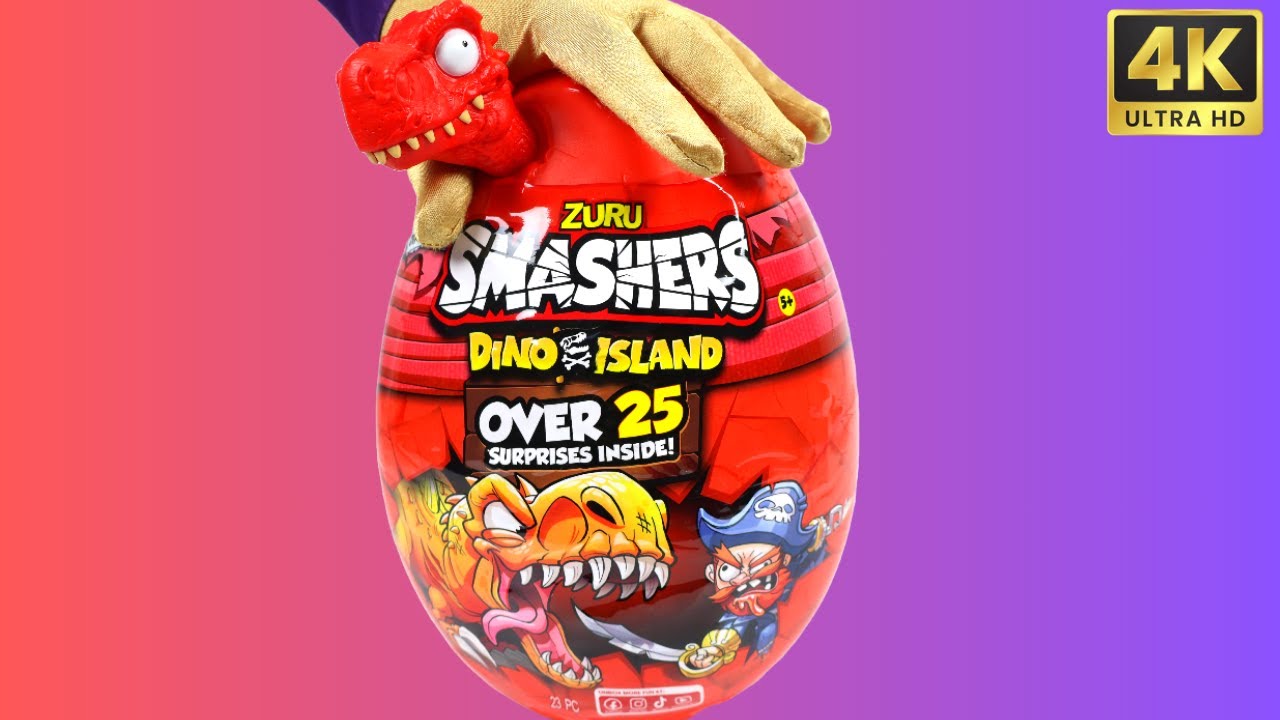 |ASMR| UNBOXING SMASHERS DINO ISLAND 25 SURPRISES RED MEGA EGG🦖🦕🪺 - YouTube