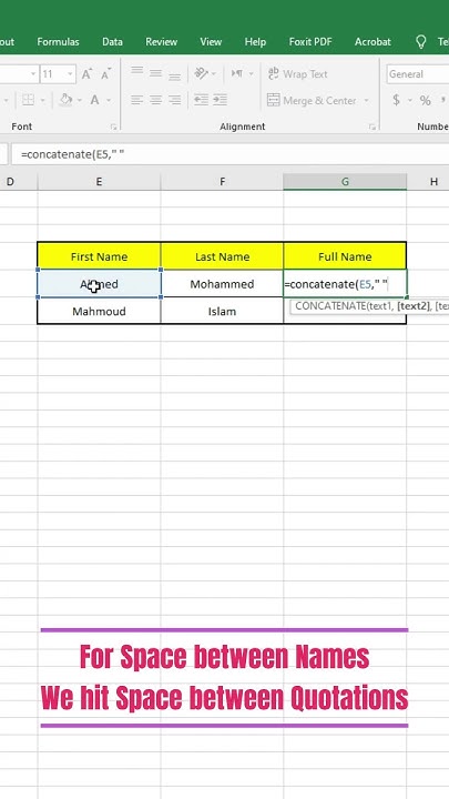 Join Texts In Microsoft Excel Using Concatenate Formula Shorts Shortvideo Shortsfeed