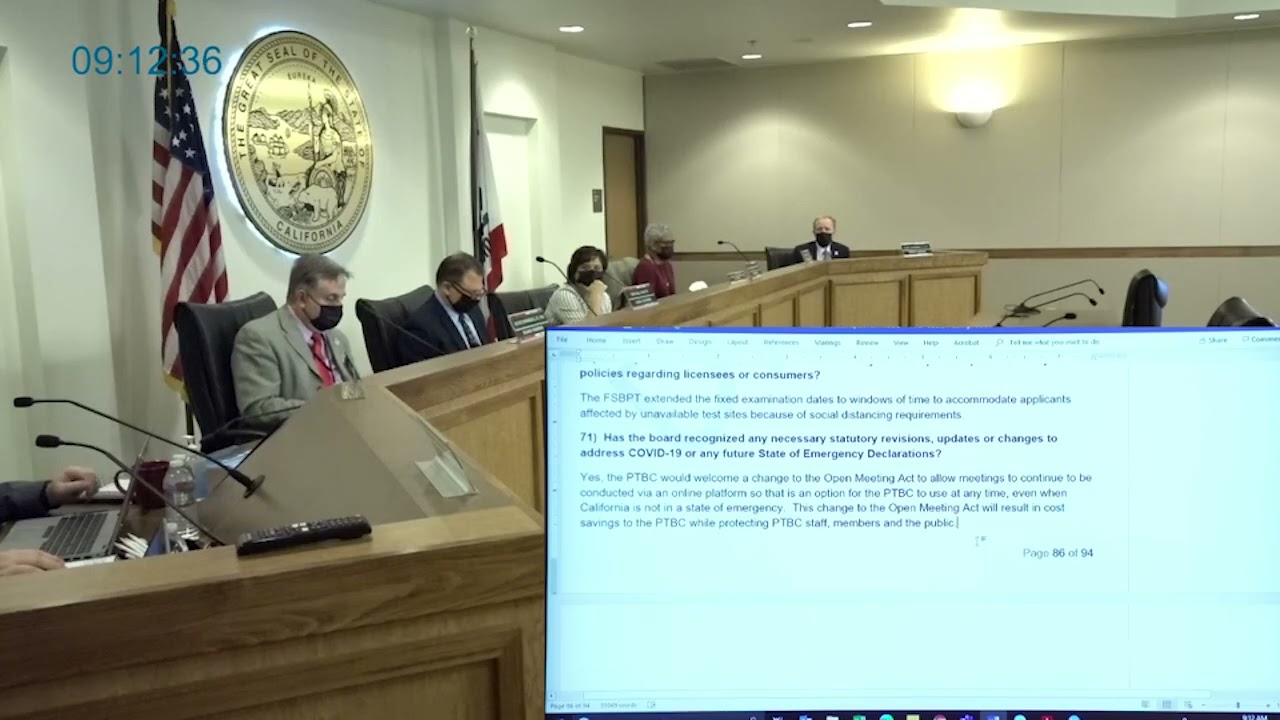 Physical Therapy Board of California Meeting - December 10, 2021 - YouTube