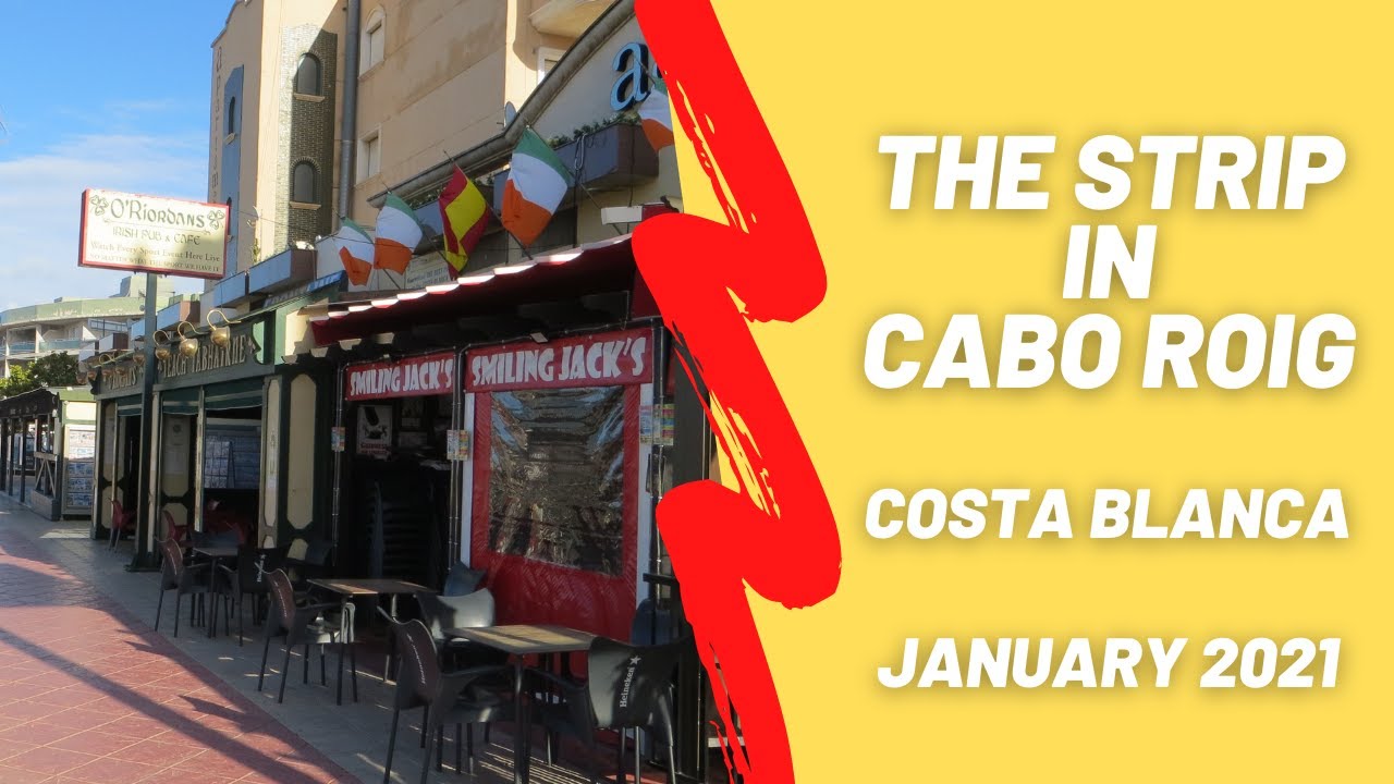 The normally crowded and immensely popular strip in Cabo Roig looking ...