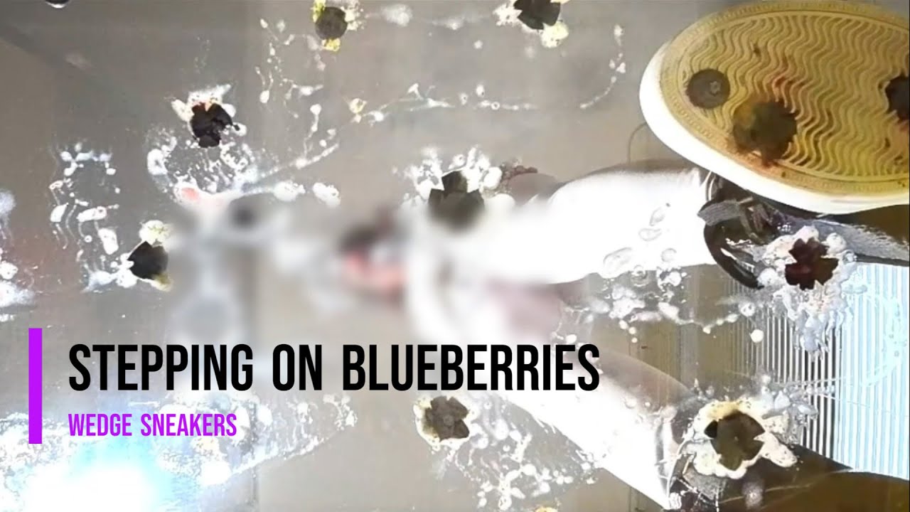 Stepping on blueberries with wedge sneakers #shoes #crush #asmr - YouTube