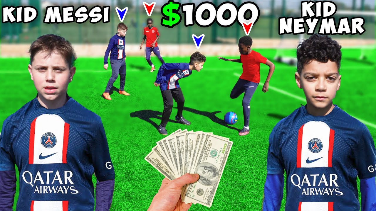 Beat Kid MESSI & Kid NEYMAR 2v2 Football Match, Win $1000 (Football ...
