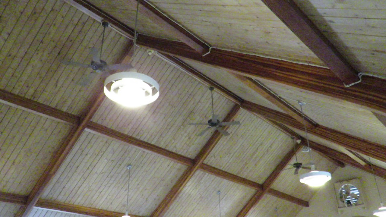 Ceiling, pedestal, and vent fans at a church in Maine - YouTube