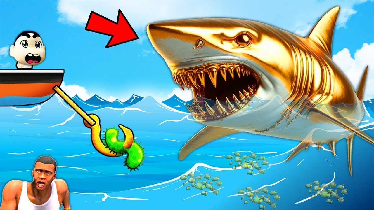 SHINCHAN Trying to Catch MAW SHARK and SECRET FISH in CAT GOES FISHING ...