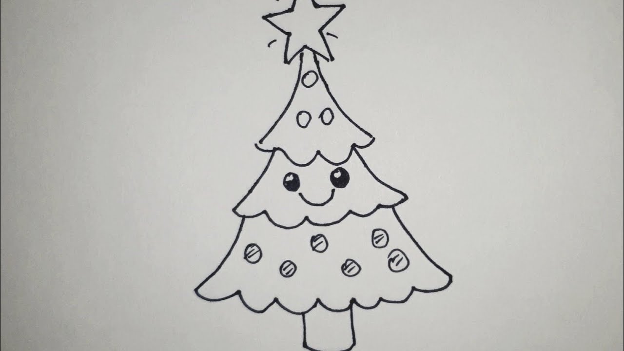 Kako nacrtati Jelku sa ukrasima najlakse/How to draw a happy Christmas ...