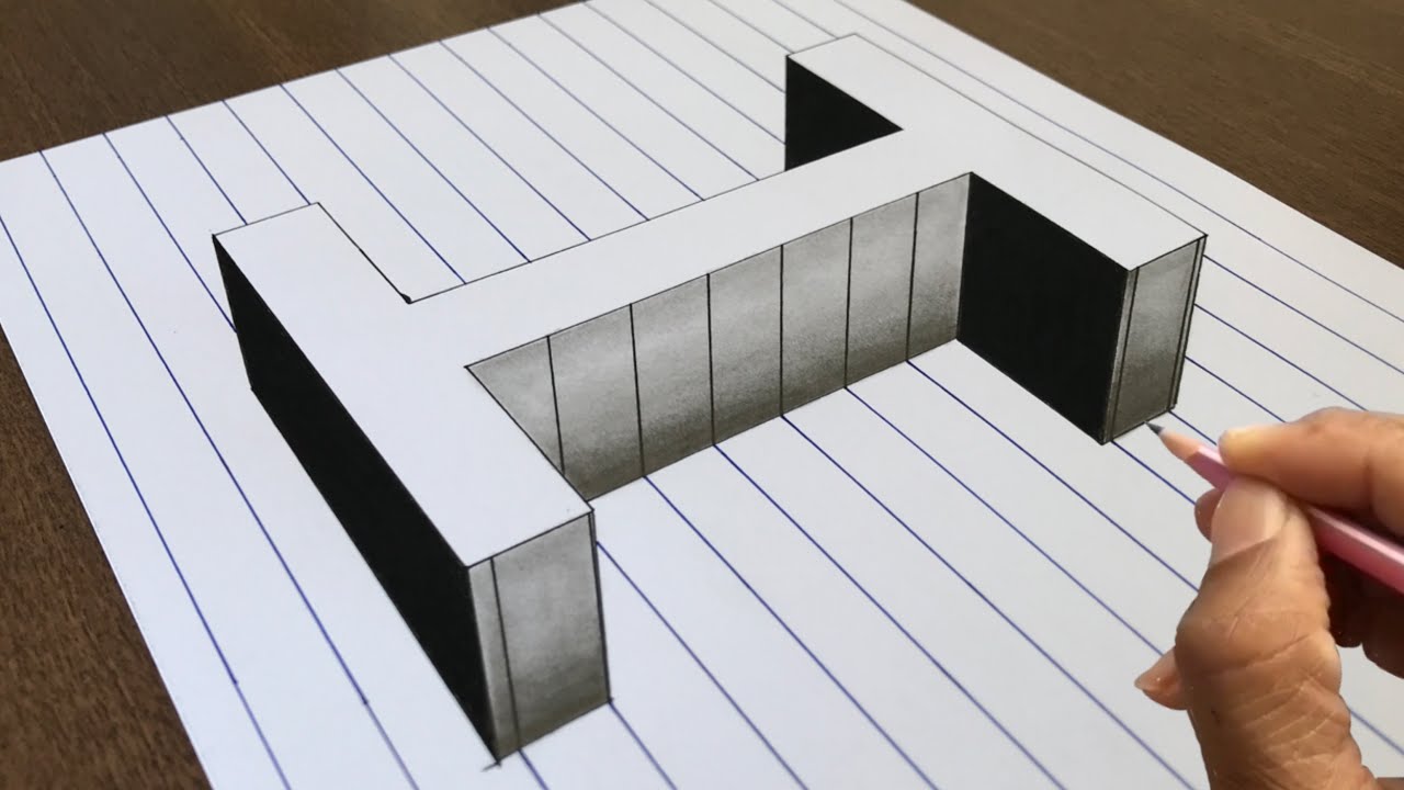 How to Draw a Letter I in 3D Alphabet on Line Paper - YouTube