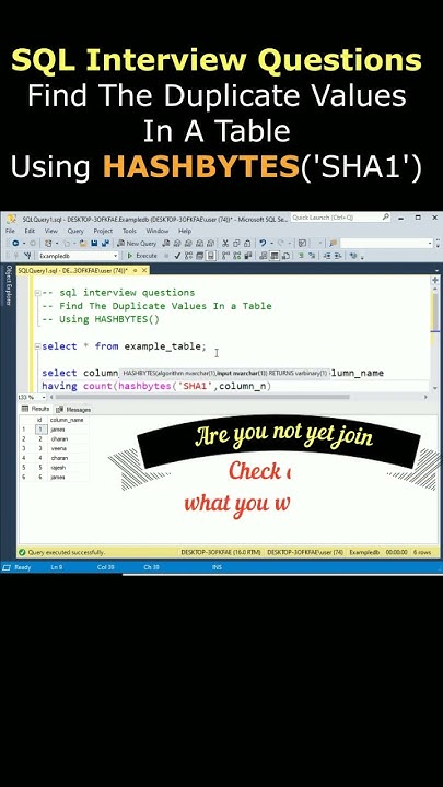 Sql Interview Questions And Answers Find Duplicate Rows Sql Server Hashbytes