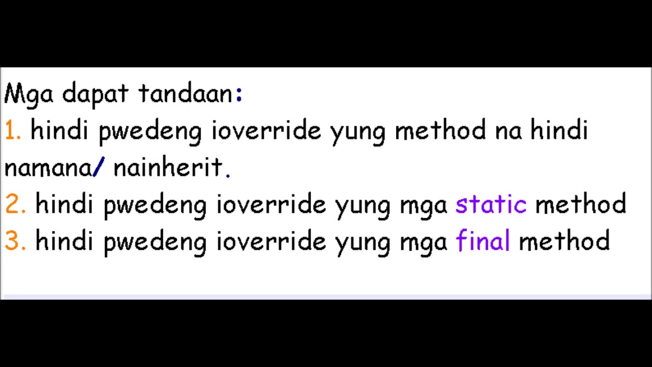 Java Tutorial Tagalog 21 Method Overriding - YouTube