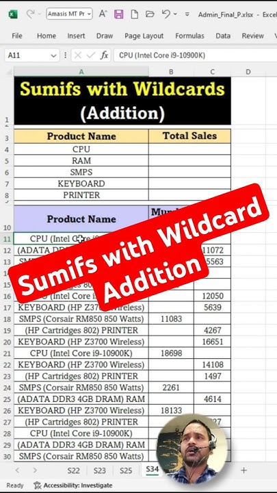 Sumifs with Wildcards Addition | Sumifs with Wildcard | Sumifs Formula in Excel | Wildcard in ...