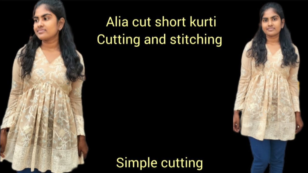 Trendy Aliya Cut Short Kurti Cutting & Stitching | Stylish Top Cutting ...