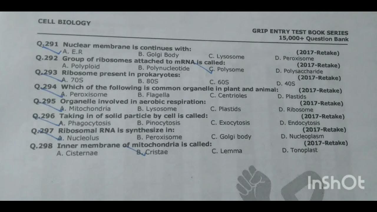 CELL STRUCTURE AND FUNCTION MCQS IMPORTANT MCQS - YouTube