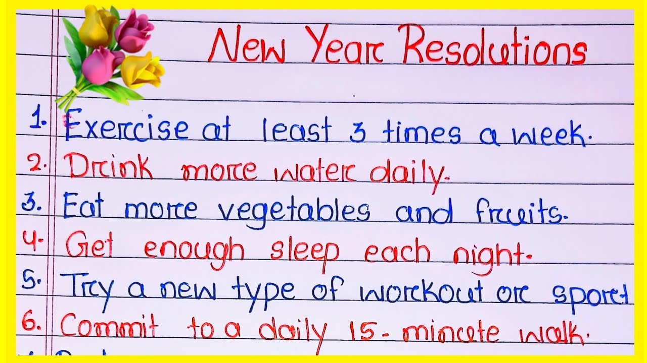 20 lines new year resolutions in english l New year resolutions l Happy ...