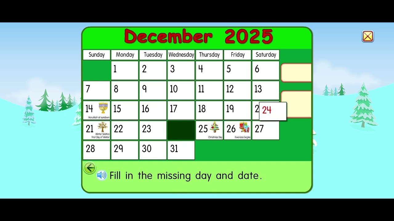 Starfall calendar December 24, 2025 - YouTube