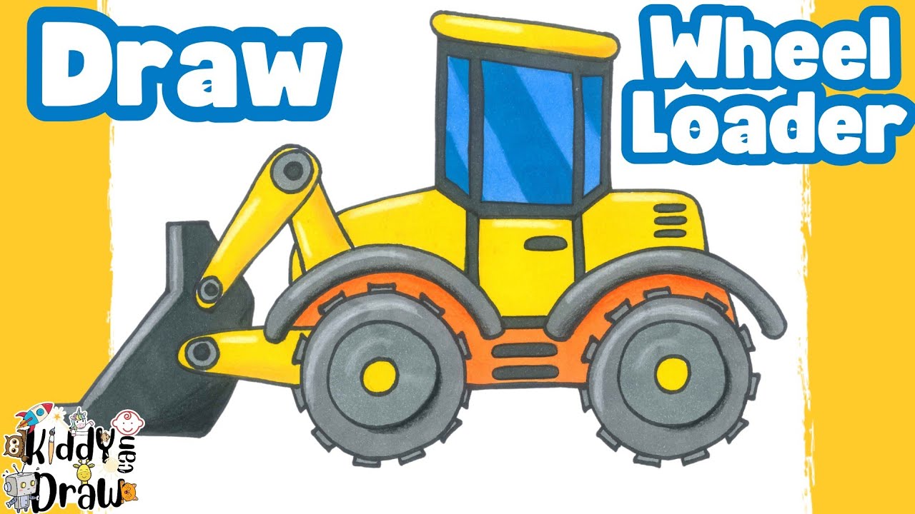 How to Draw A Wheel Loader - YouTube