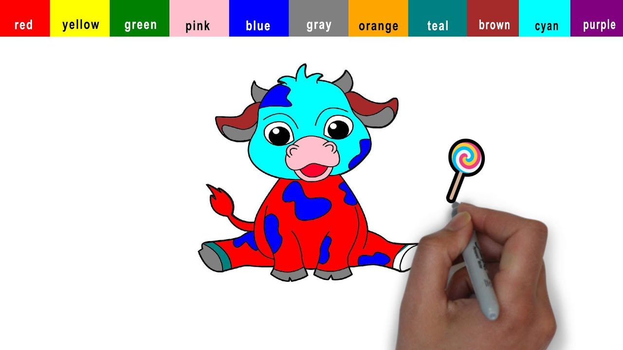Draw and Color a Cute Cow | menggambar dan mewarnai sapi lucu - YouTube