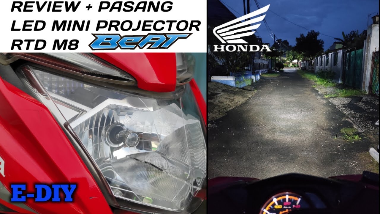 Review +Pasang Lampu LED Mini Projector RTD M8 di Honda Beat FI #honda ...