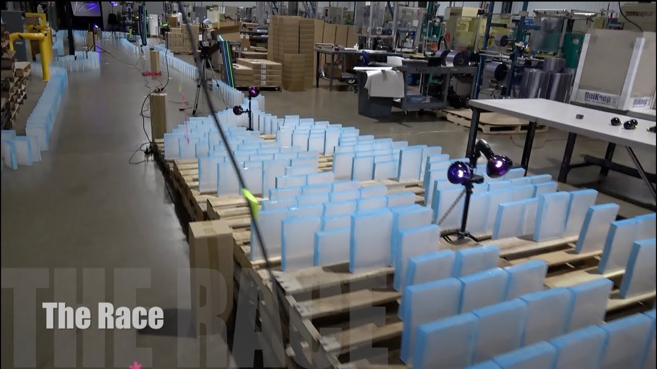 World Record 1000+ Case Binder Dominoes, Rube Goldberg in Factory with ...