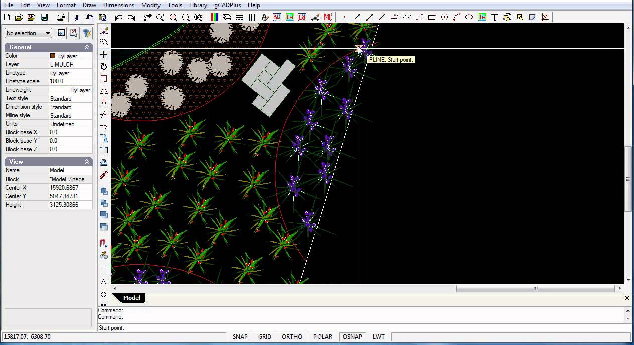 Hatching a garden bed area in landscape CAD drawings - YouTube