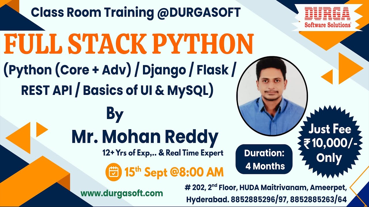 FULL STACK PYTHON Class Room Training @ DURGASOFT - YouTube