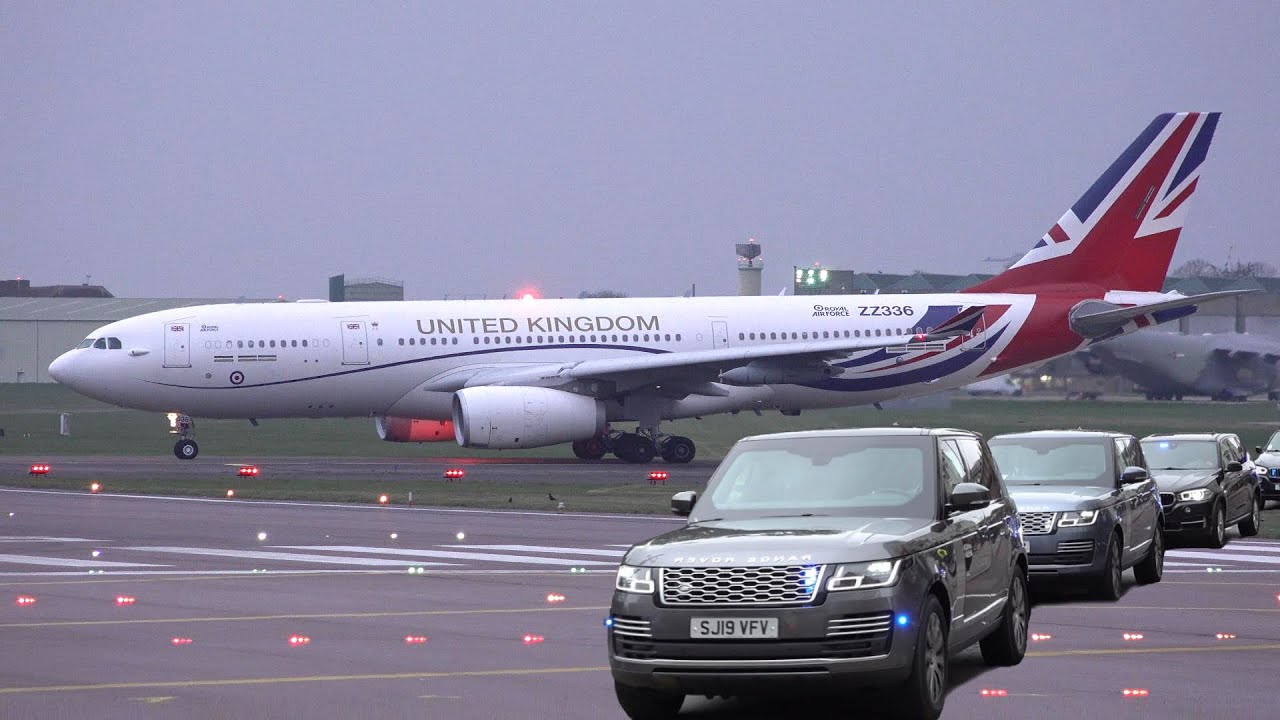 The Royal Air Force VIP jet and a motorcade 🇬🇧 - YouTube