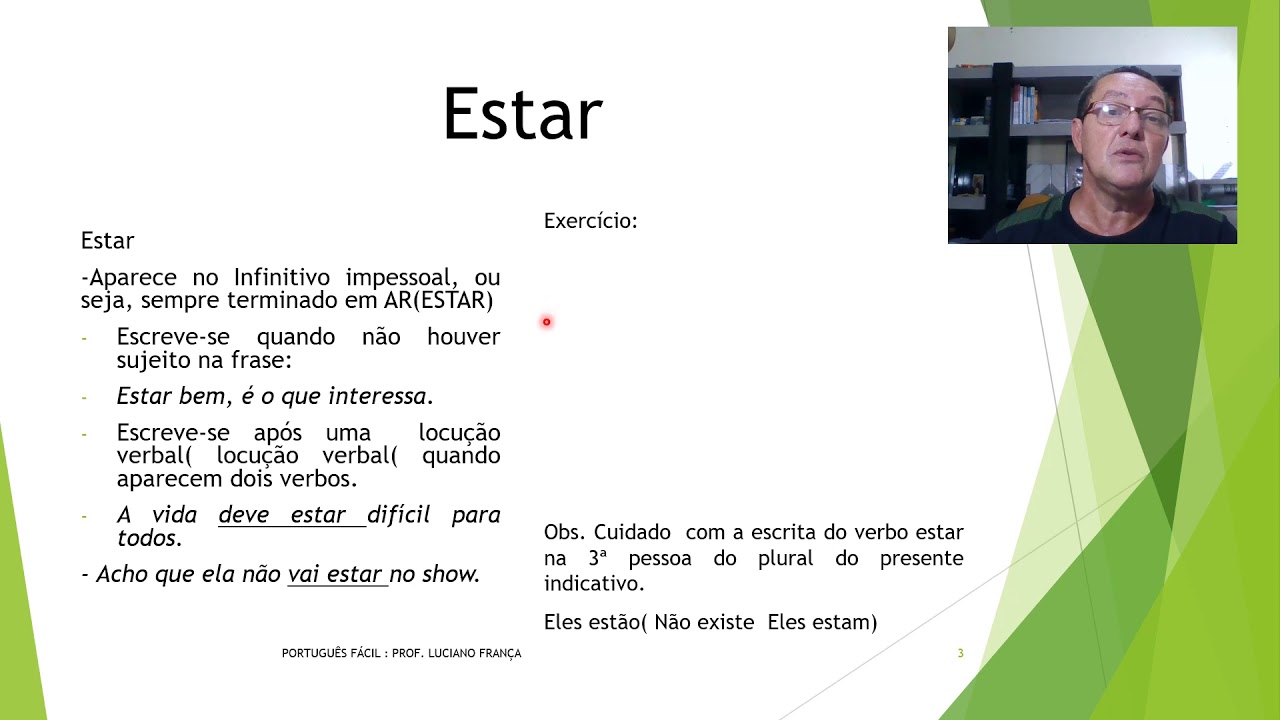 Quando usar "estar" ou "está" - YouTube